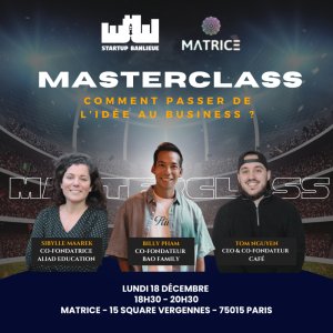 Tickets : Masterclass Startup Banlieue - Billetweb