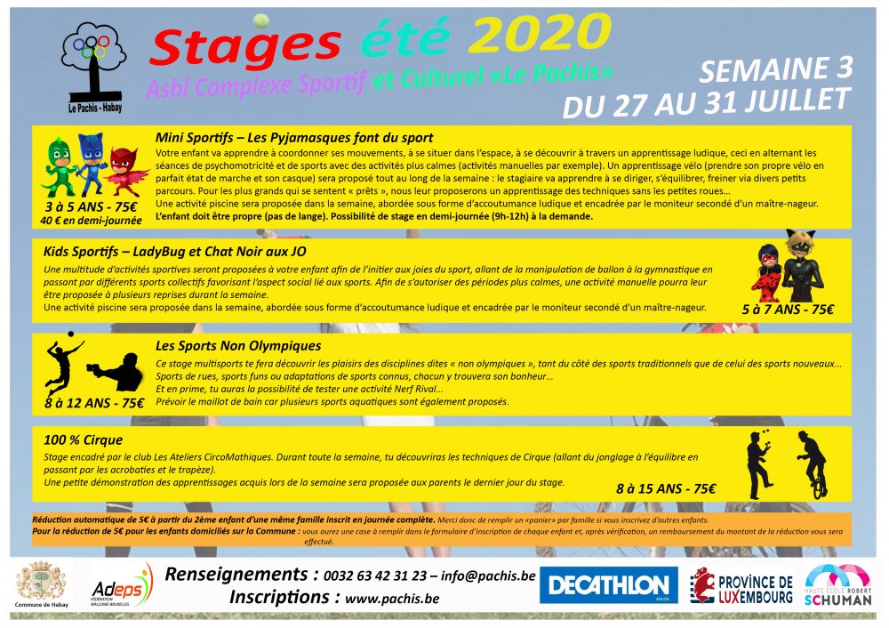 Tickets : Stages d'été - semaine 3 - Billetweb