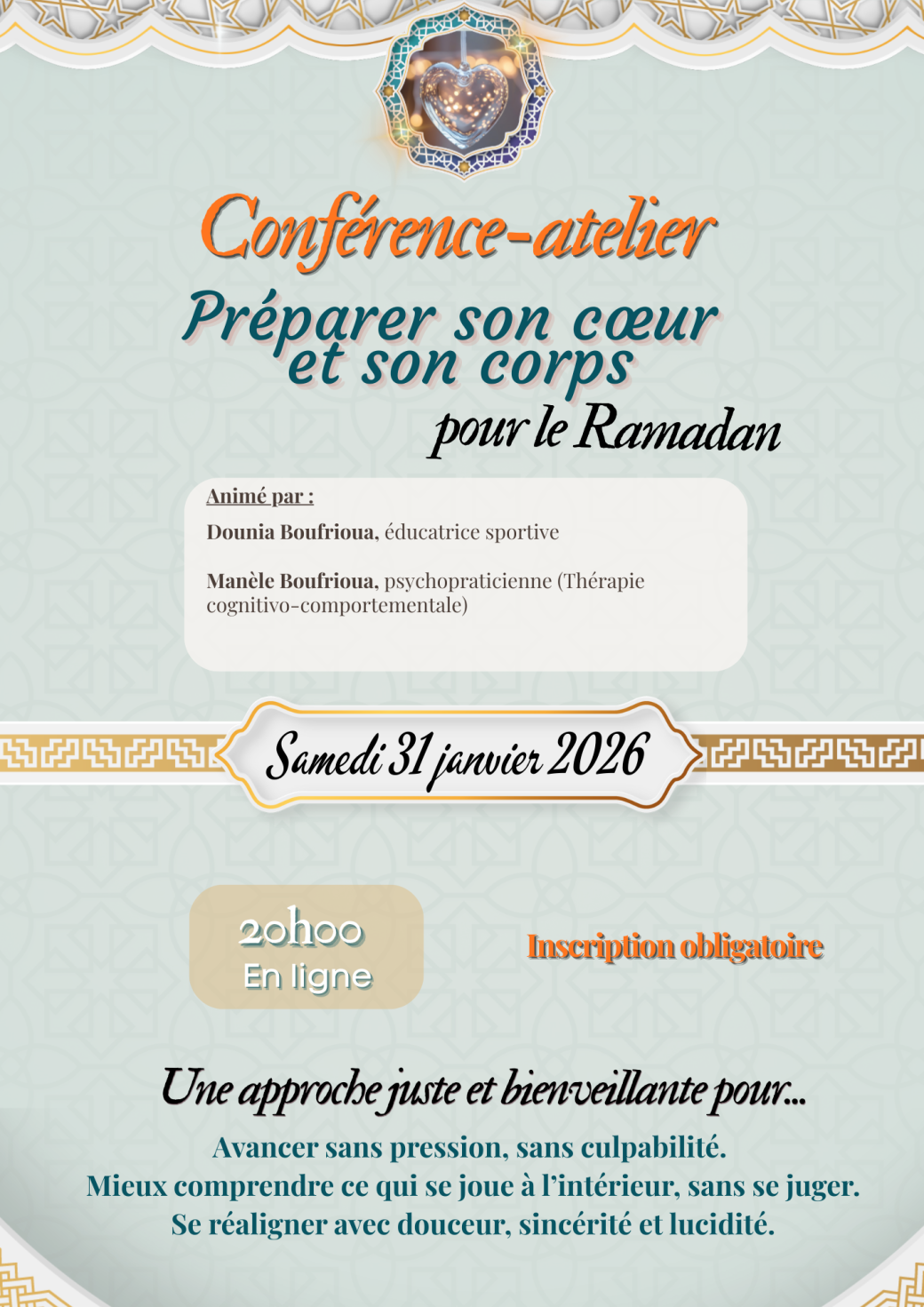 Tickets : Préparer son coeur et son corps pour le Ramadan - Billetweb