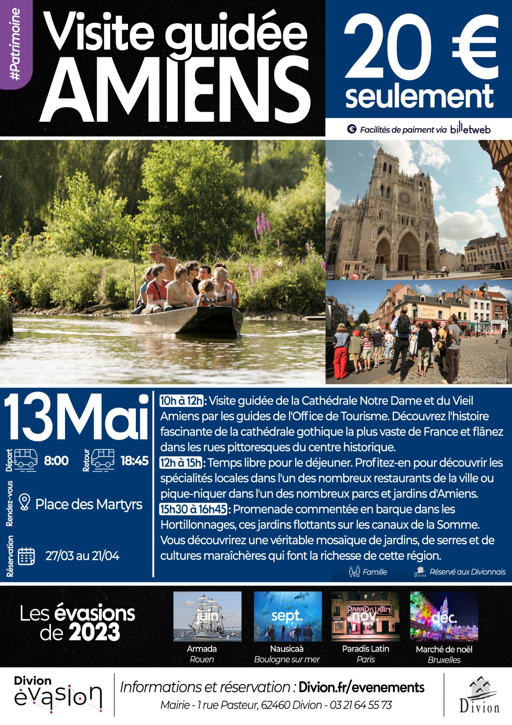 Tickets : Divion évasion #2 : Visite guidée d'Amiens - Billetweb